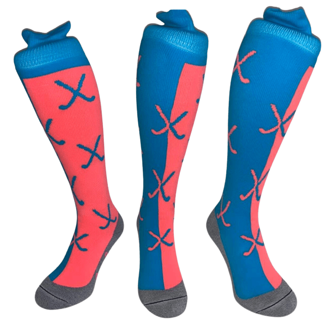 Hingly Socks Crossed Sticks Orange/Blue | Hingly Socks | Total-Hockey